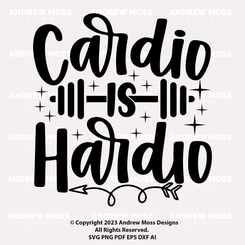 Cardio is Hardio SVG PNG PDF Workout Svg, Gym Life Svg, Gym Quote Svg ...