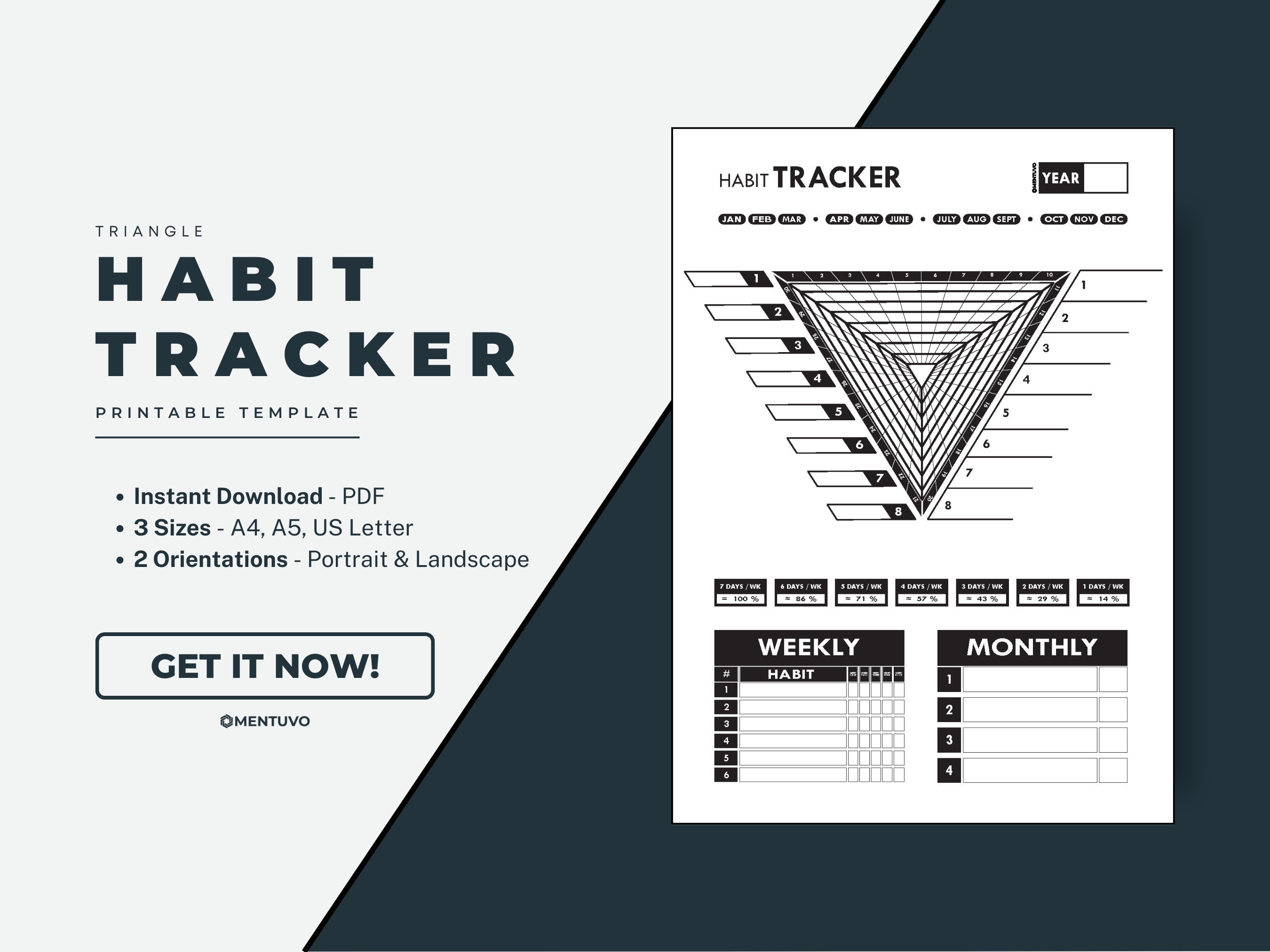 Printable Habit Tracker | Minimalistic Triangle Aesthetic | Daily ...