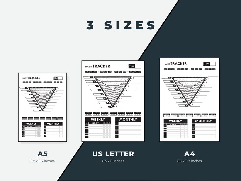 Printable Habit Tracker | Minimalistic Triangle Aesthetic | Daily ...