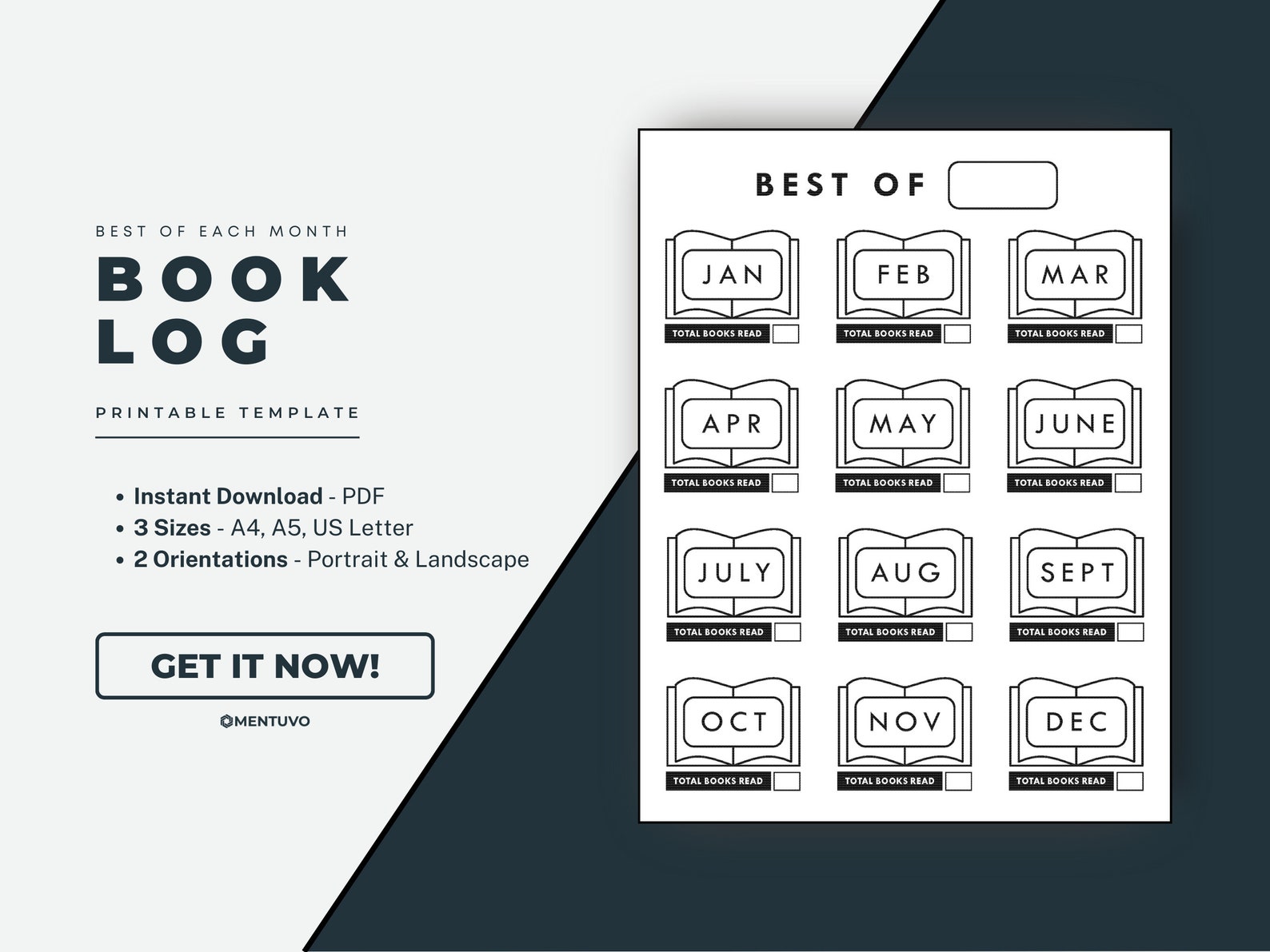 Best of Each Month Book Log Printable | Book Tracker & Reading Journal ...