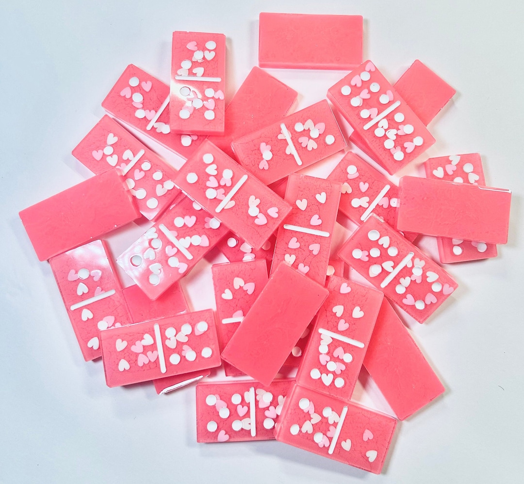 Hot Pink Heart Dominoes Dominoes Resin Dominoes Epoxy Dominoes Hand ...
