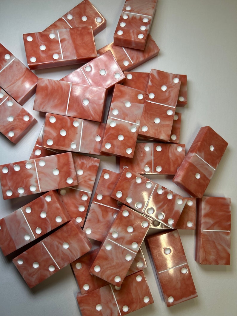 Resin Dominoes Handmade Dominoes Coral and White Hand Crafted - Etsy