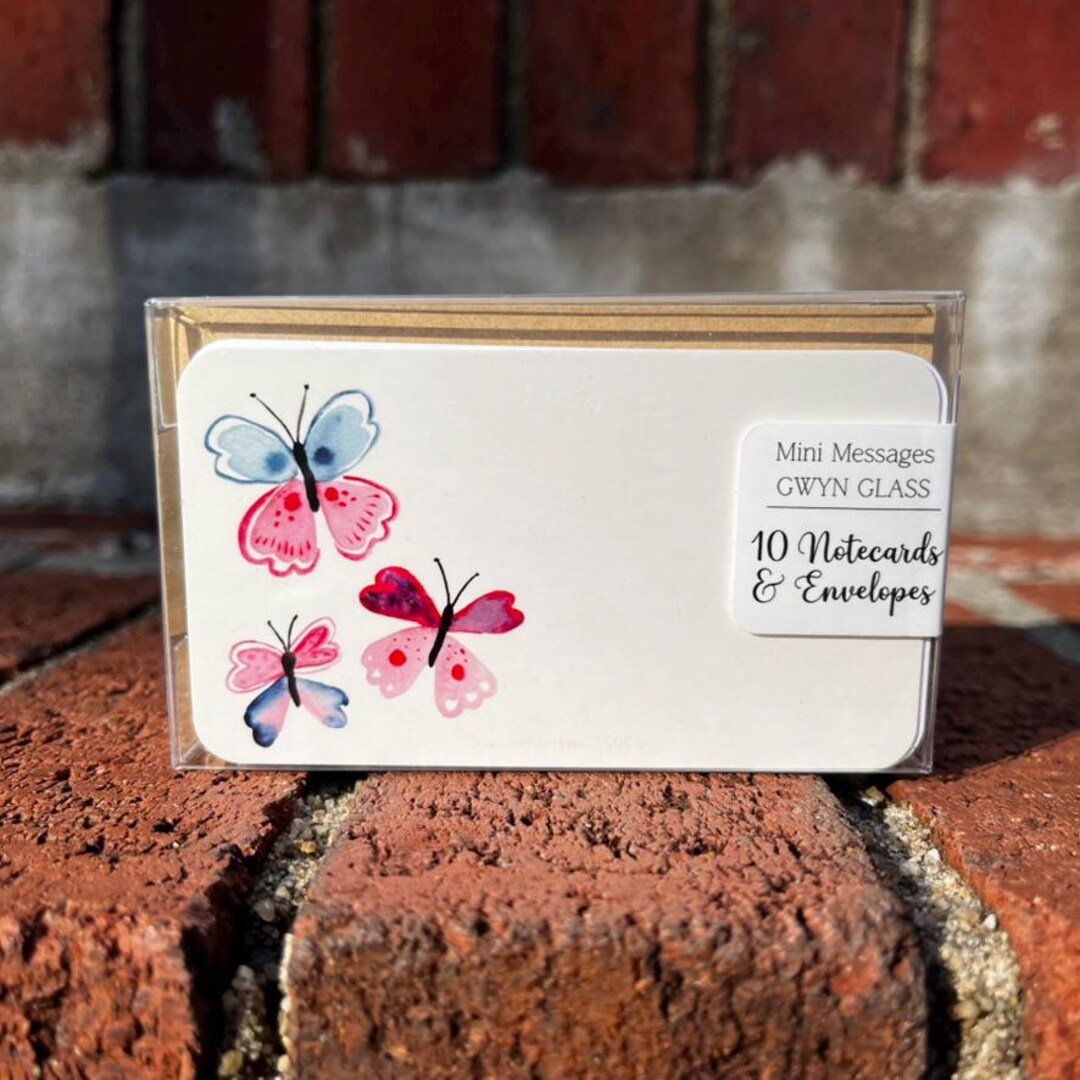 Butterfly, Set of 10 Mini Cards, Mini Messages, Watercolor, Flat Cards ...