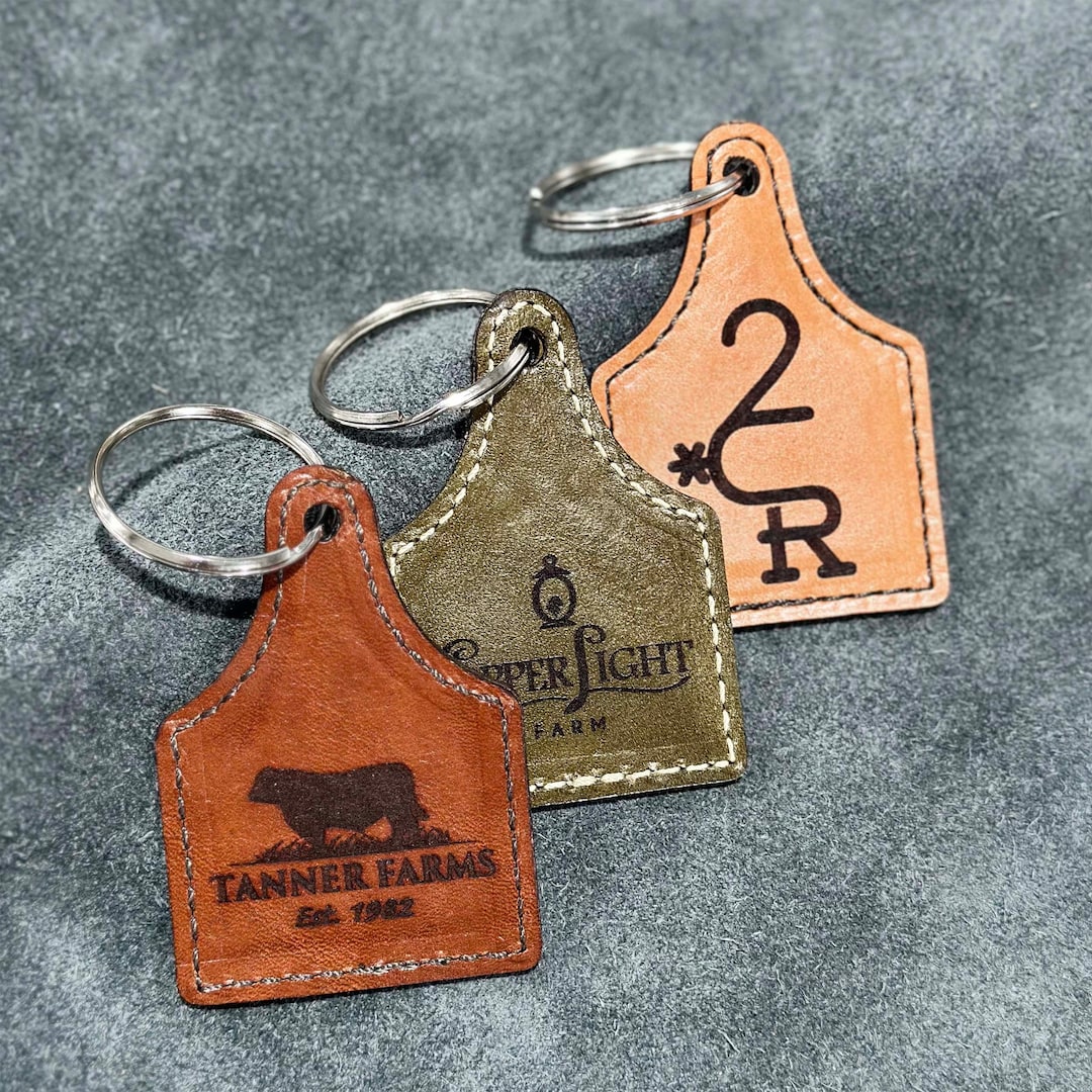 Custom Logo Personalized Cattle Tag Keychain Your Logo or Custom Design ...
