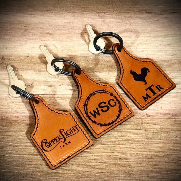 Cow Tag Keychain - Etsy