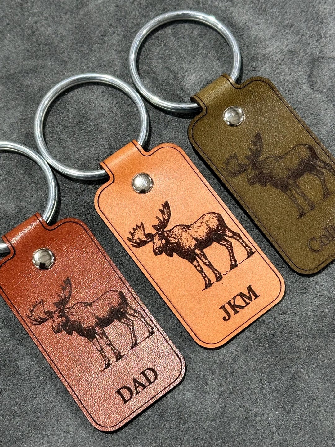 Moose Tag Leather Keychain | Handmade Custom Keychain With Your Name or ...