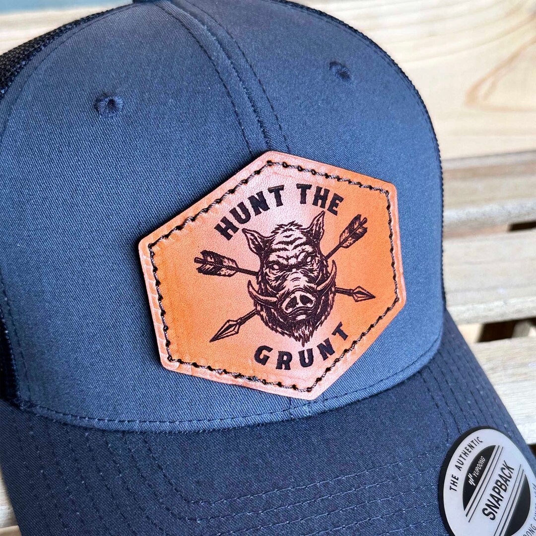 Custom Boar Hog Leather Patch Mesh Snapback Trucker Hat Boar - Etsy