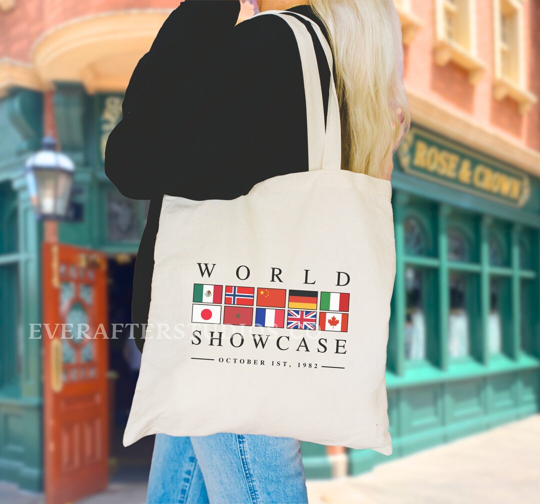 EPCOT World Showcase Flags Tote Bag / WDW Theme Park Vintage Inspired ...