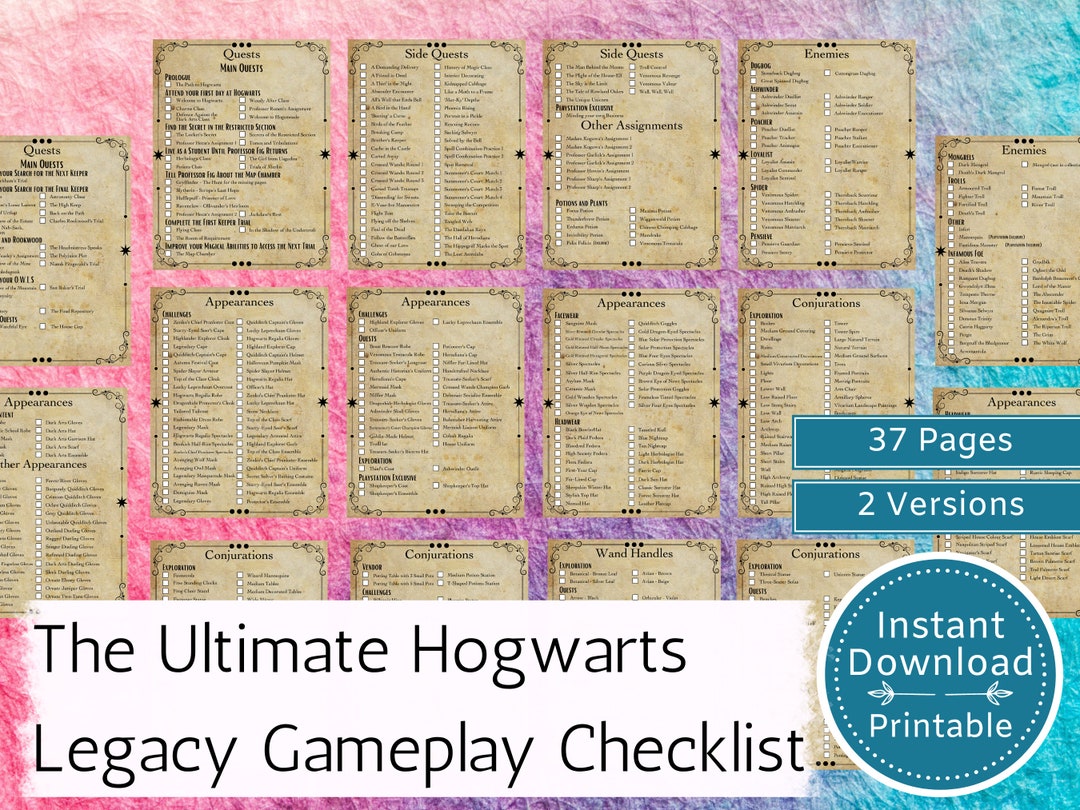 Ultimate Hogwarts Legacy Gaming Checklist Printable - Etsy