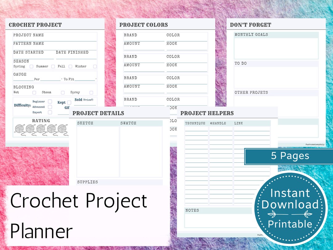Crochet Project Tracker Planner Printable Crochet Pattern - Etsy
