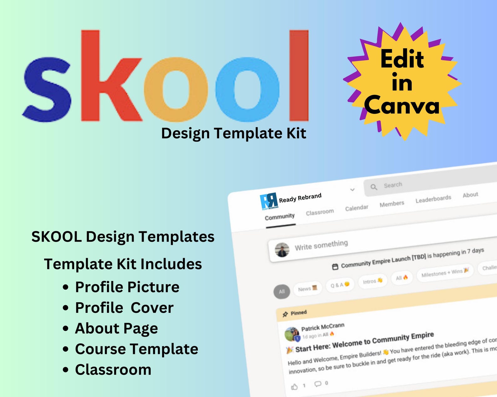 SKOOL Community Design Templates: Canva Editable (MRR & PLR) - Etsy