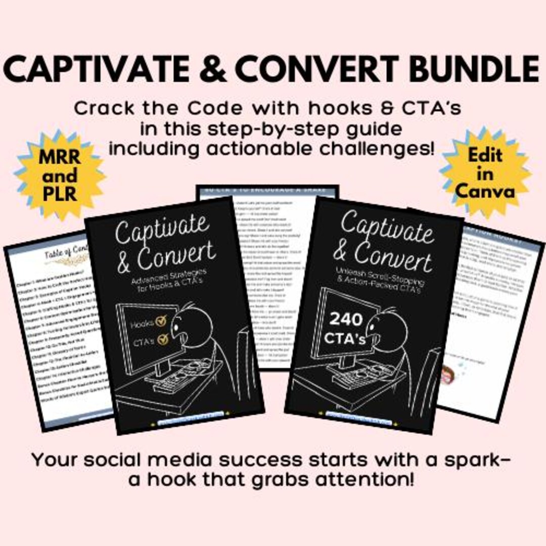 Social Media Engagement Hooks, CTA Bundle, Canva Editable (MRR/PLR) - Etsy