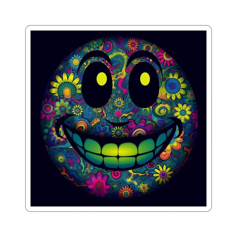 Trippy Smiley Face Sticker - Etsy