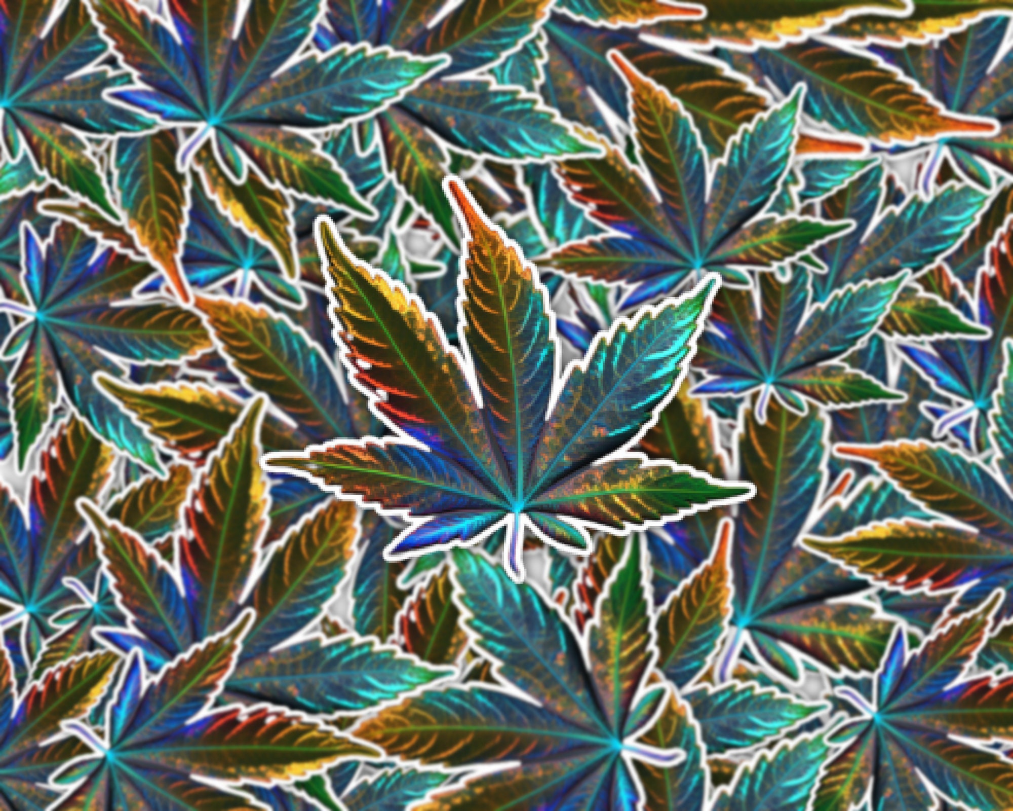 Holographic Marijuana Leaf Sticker - Etsy