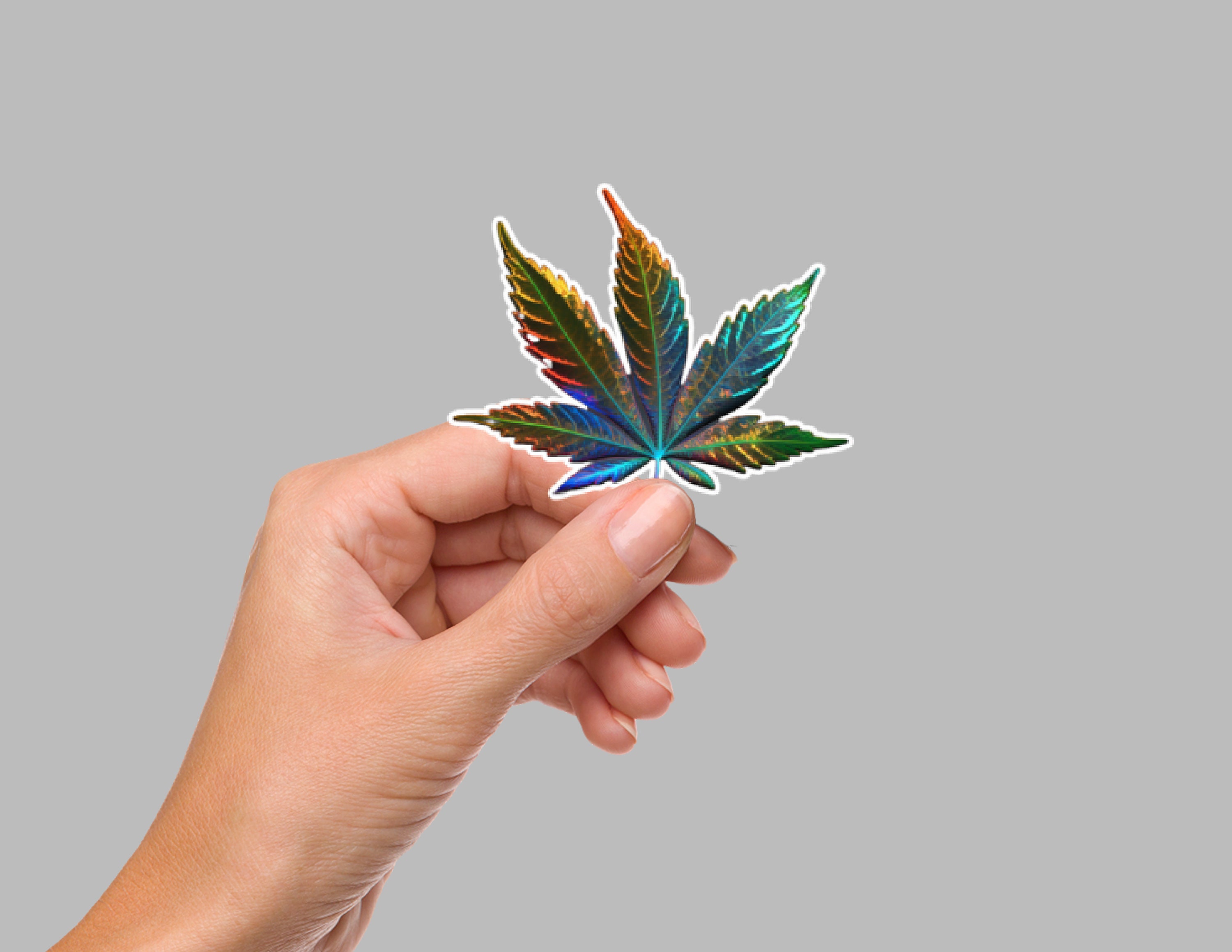 Holographic Marijuana Leaf Sticker - Etsy