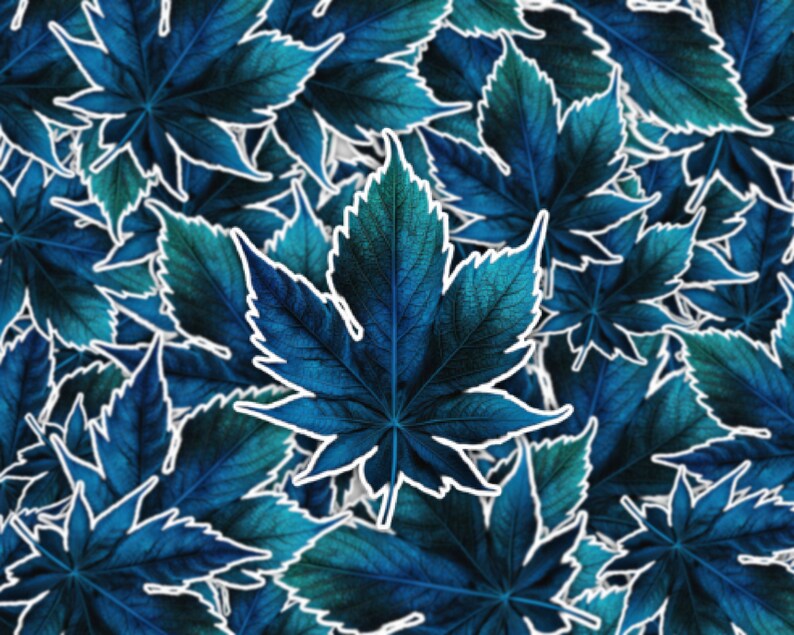 Blue Weed Leaf Sticker - Etsy