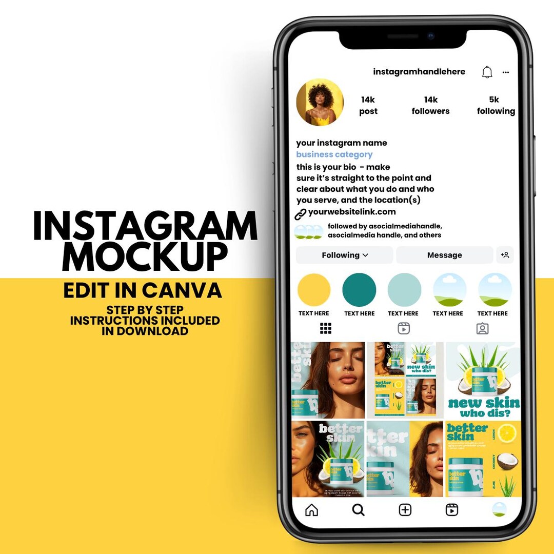 Instagram Feed Mockup Editable Canva Template - Etsy