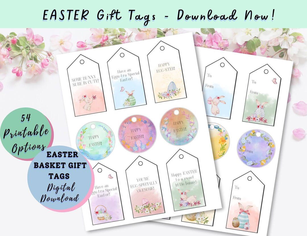 Easter Basket Printable Gift Tags Easter Party Treat Tags Name Tags ...