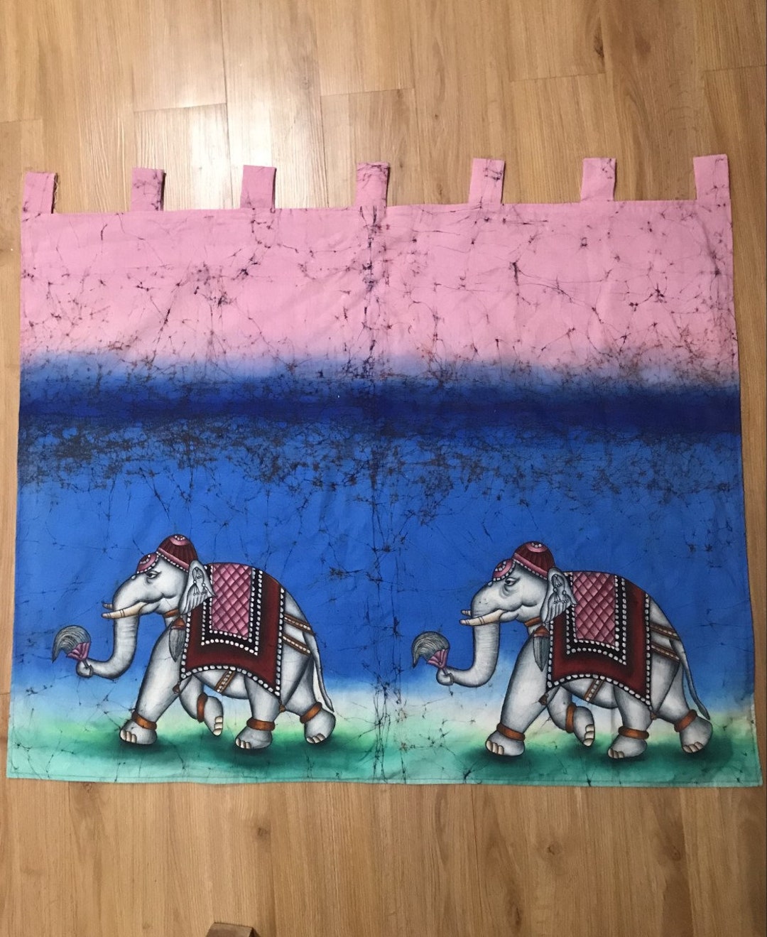 Indian Style Elephant Wall Hanging Tapestry. Fabric Dyed With Pink ...