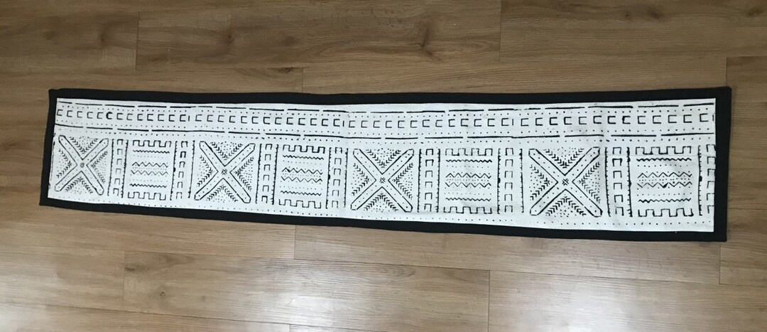 African Fabric Table Runner. Natural Mud Cloth Bordered and - Etsy