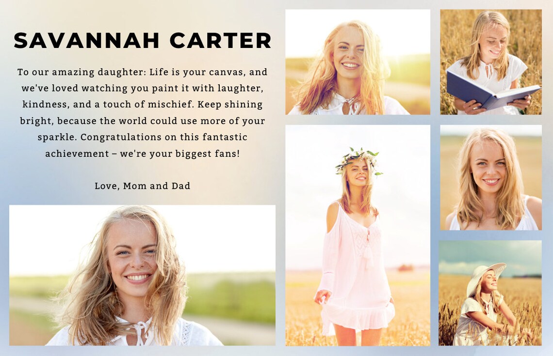 Editable Senior Yearbook Ad Template: Half Page Canva Design (digital ...