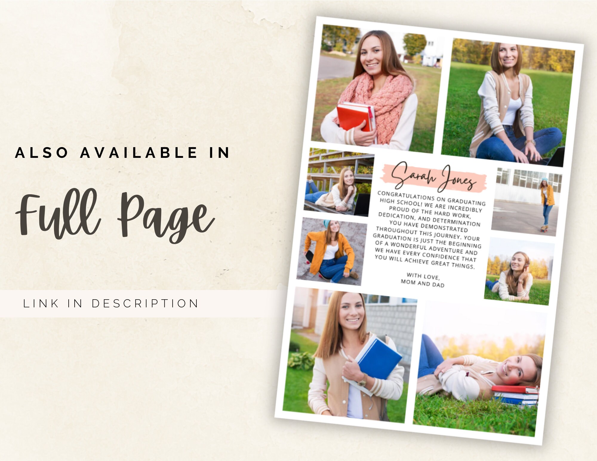 Senior Yearbook Ad Template, Editable Half Page Yearbook Ad, Yearbook ...