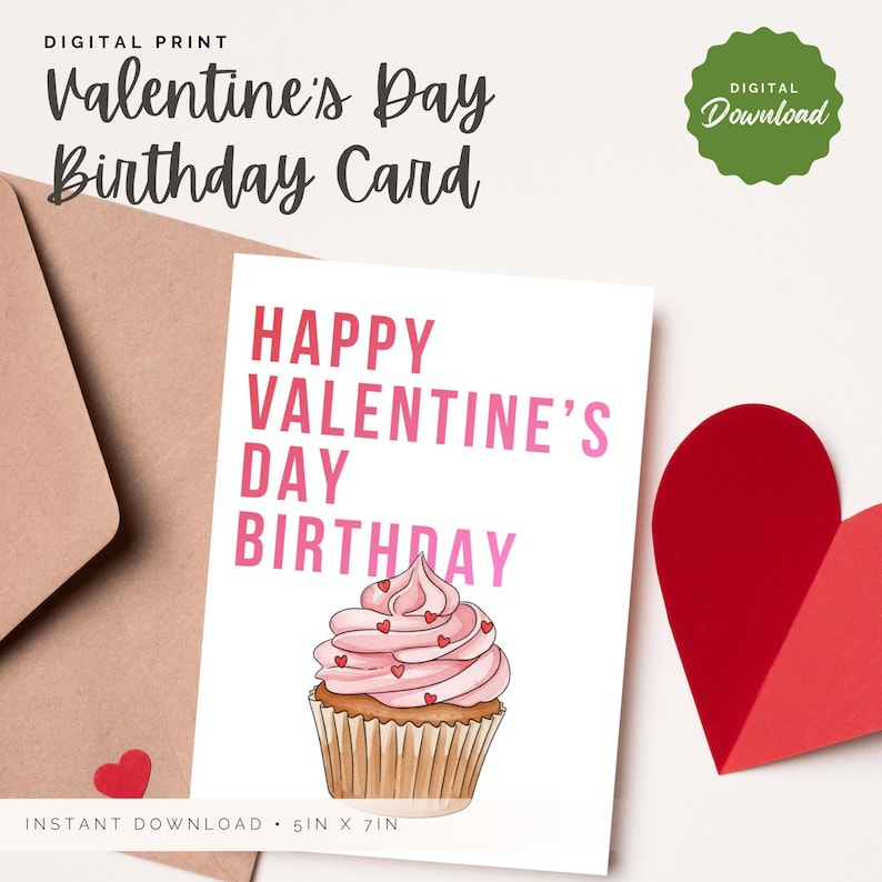Valentine's Day Birthday Card (instant Download) - Etsy