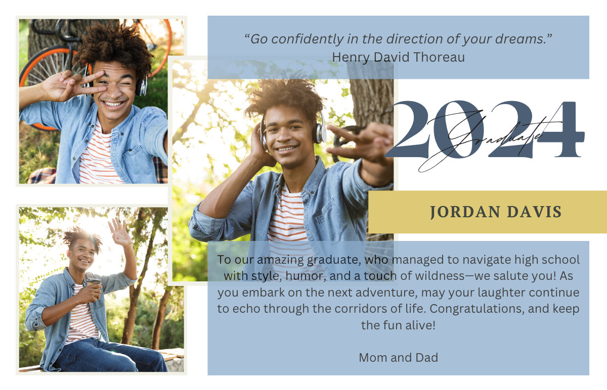Editable Senior Yearbook Ad Template: Half Page Tribute (digital ...