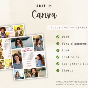 Senior Tribute Yearbook Ad Template, Editable Full Page Yearbook Ad ...