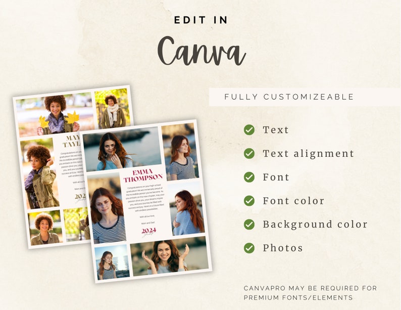 Senior Tribute Yearbook Ad Template, Editable Full Page Yearbook Ad ...