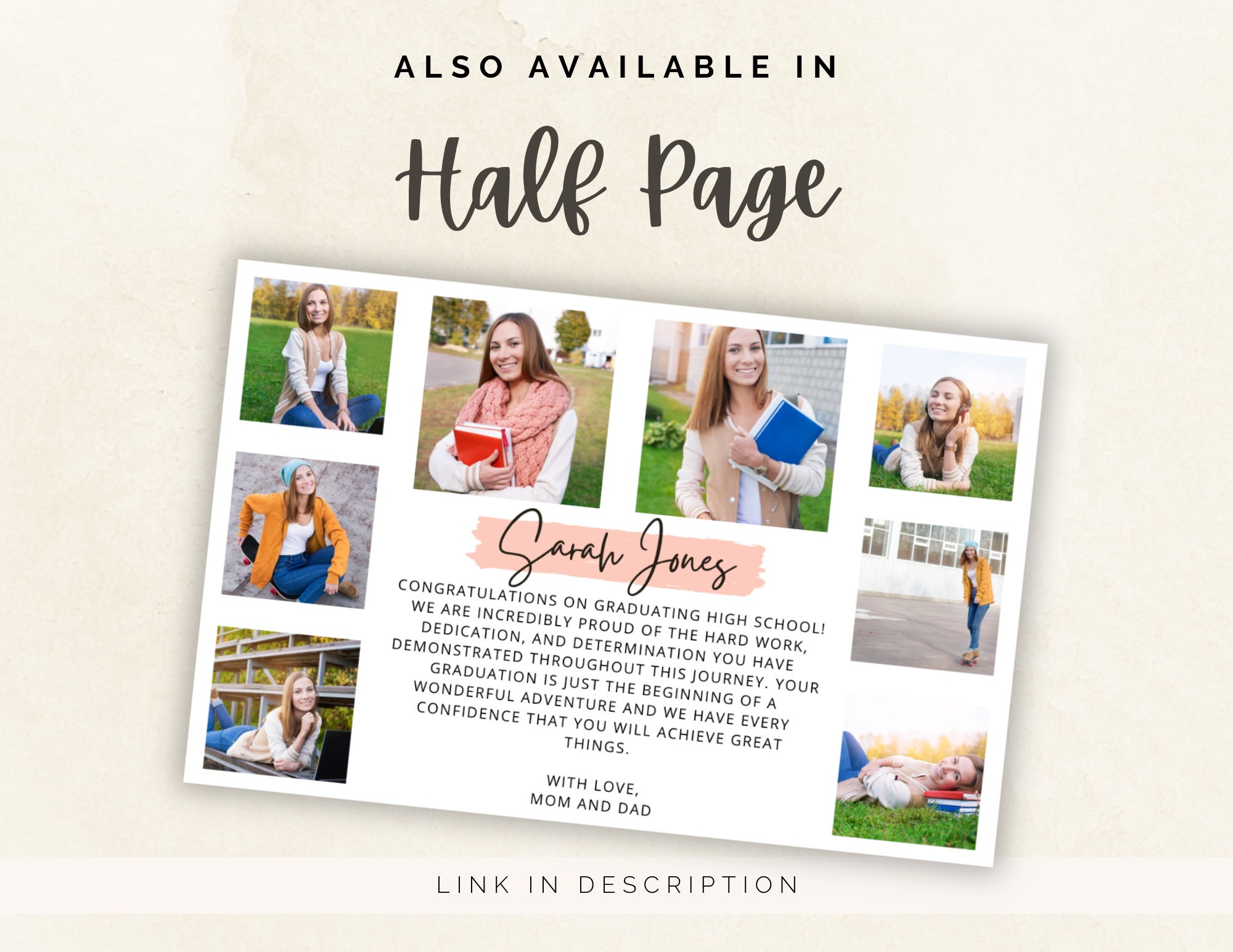 8 Photo Editable Senior Yearbook Ad Template: Full Page Design (digital ...