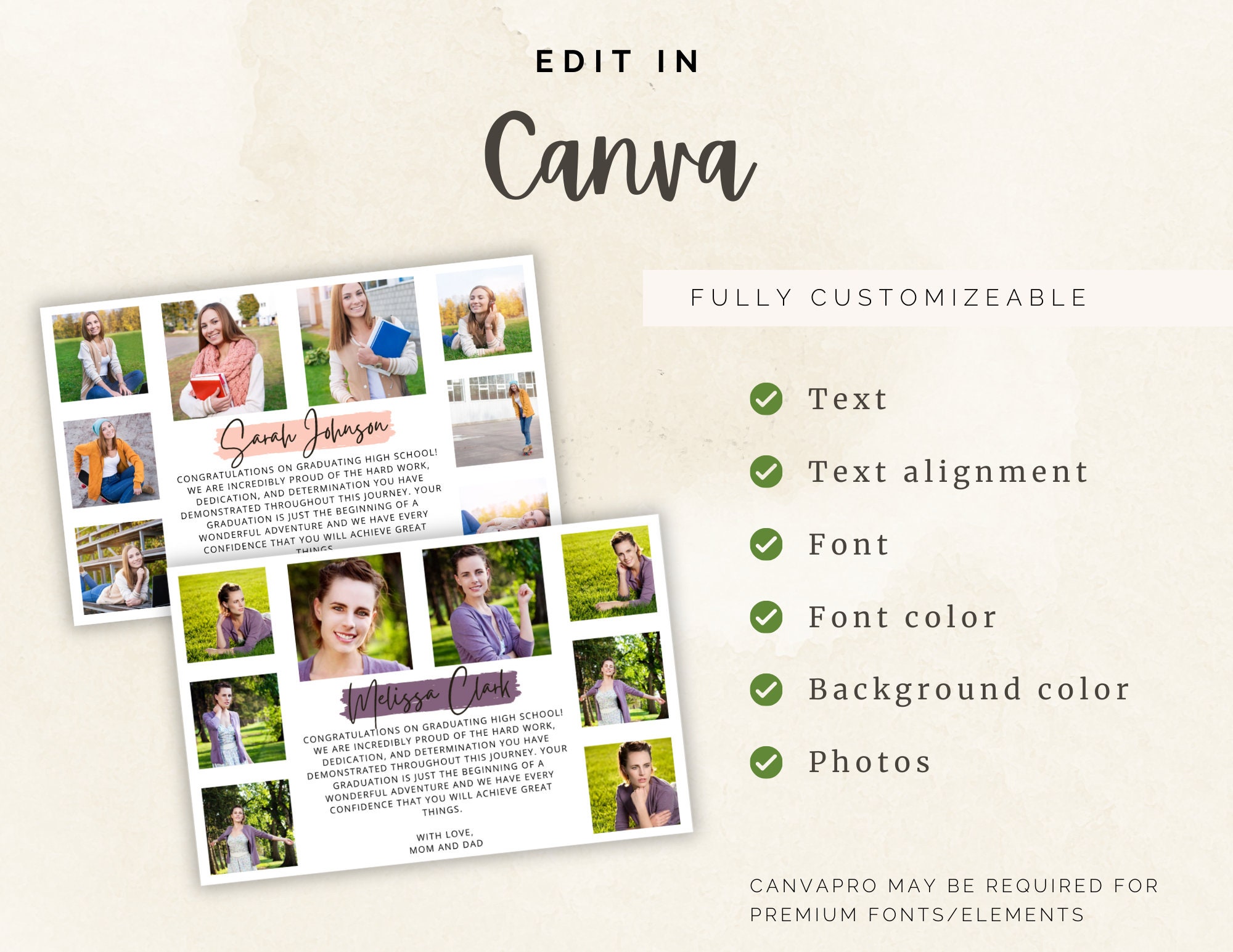 Senior Yearbook Ad Template, Editable Half Page Yearbook Ad, Yearbook ...