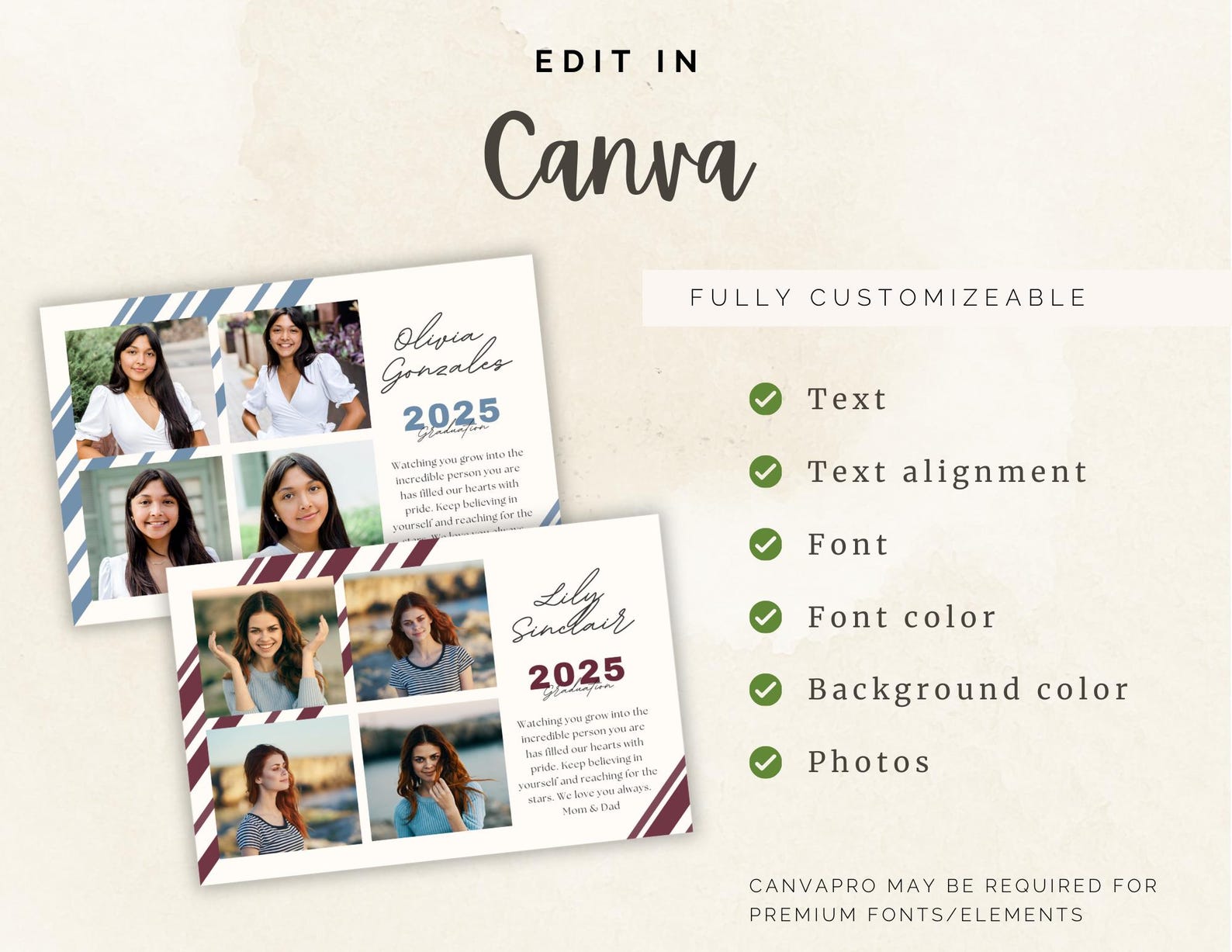 Senior Yearbook Ad Template, Editable Half Page Yearbook Ad, Yearbook ...