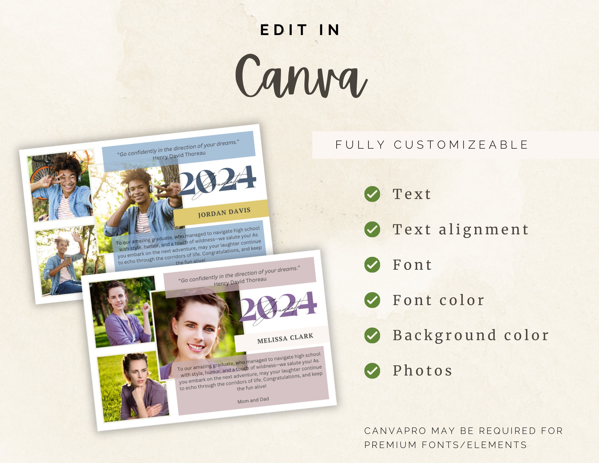 Editable Senior Yearbook Ad Template: Half Page Tribute (digital ...