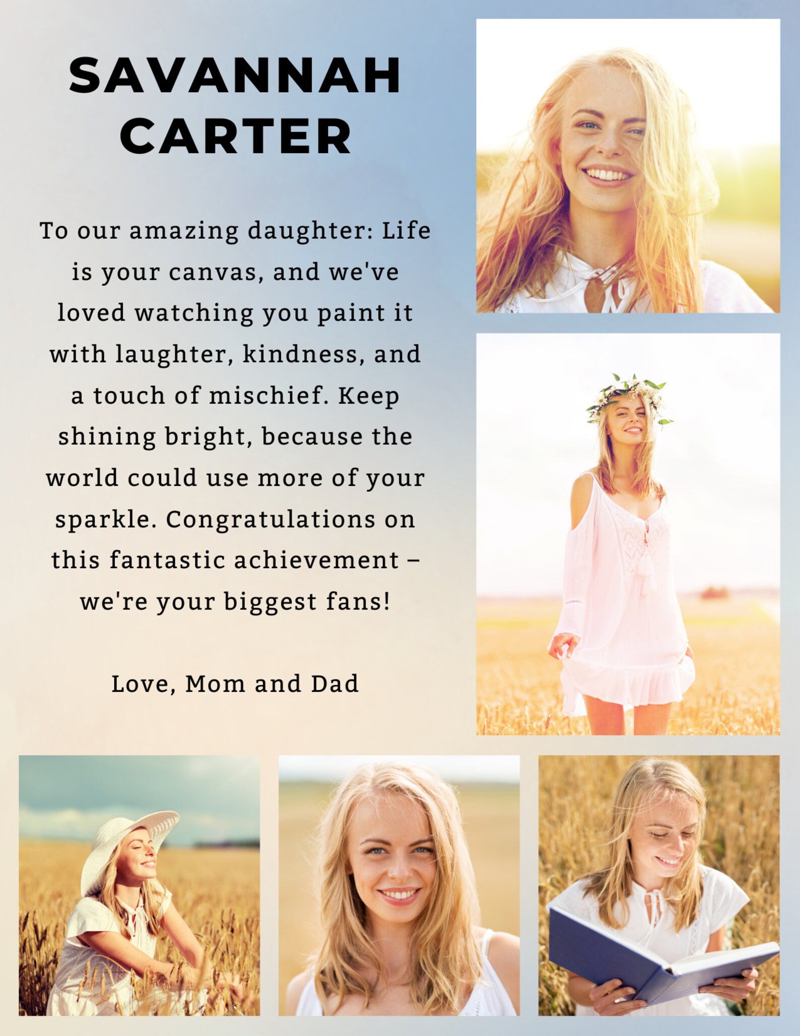 Senior Tribute Yearbook Ad Template, Editable Quarter Page Yearbook Ad ...