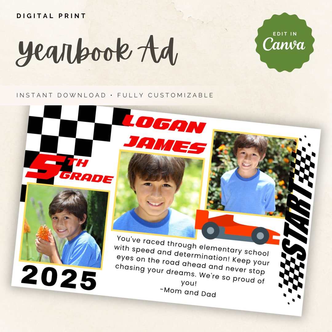 3 Photo Editable Half Page Yearbook Ad Template: Canva Design (digital ...