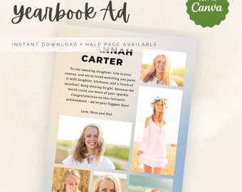 Senior Tribute Yearbook Ad Template, Editable Full Page Yearbook Ad ...