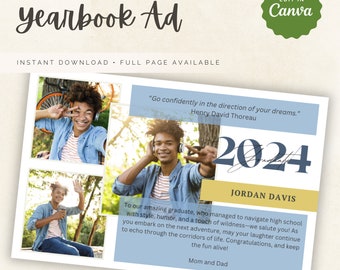 Senior Yearbook Ad Template, Editable Half Page Yearbook Ad, Yearbook ...
