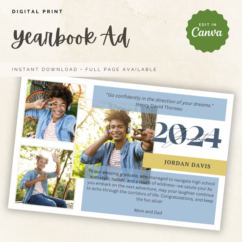 Senior Yearbook Ad - Etsy