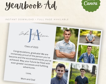 Senior Yearbook Ad Template, Editable Half Page Yearbook Ad, Yearbook ...