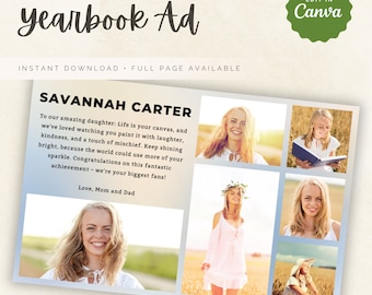 Senior Yearbook Ad Template, Editable Half Page Yearbook Ad, Yearbook ...