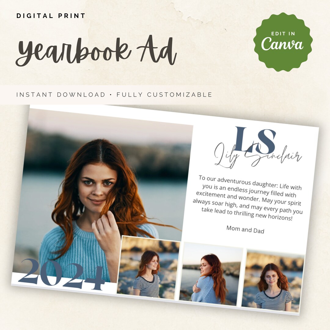 Senior Yearbook Ad Template, Editable Half Page Yearbook Ad, Yearbook ...
