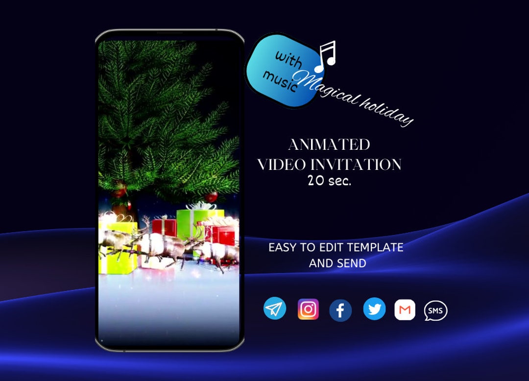 E-card VIDEO Electronic Merry Christmas & New Year Card, Digital VIDEO ...
