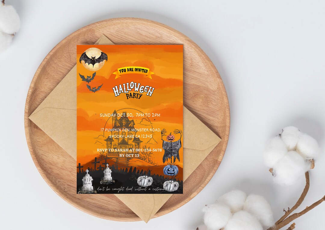 Adult Halloween Costumes Invitation, Halloween Party Invitation, Adult ...