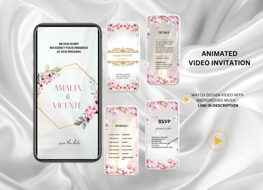 Wedding Video Invitation, Wedding Animated Card, Digital Electronic ...