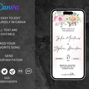 Digital Wedding Invitation Roses Template, Editable Details and Rsvp ...