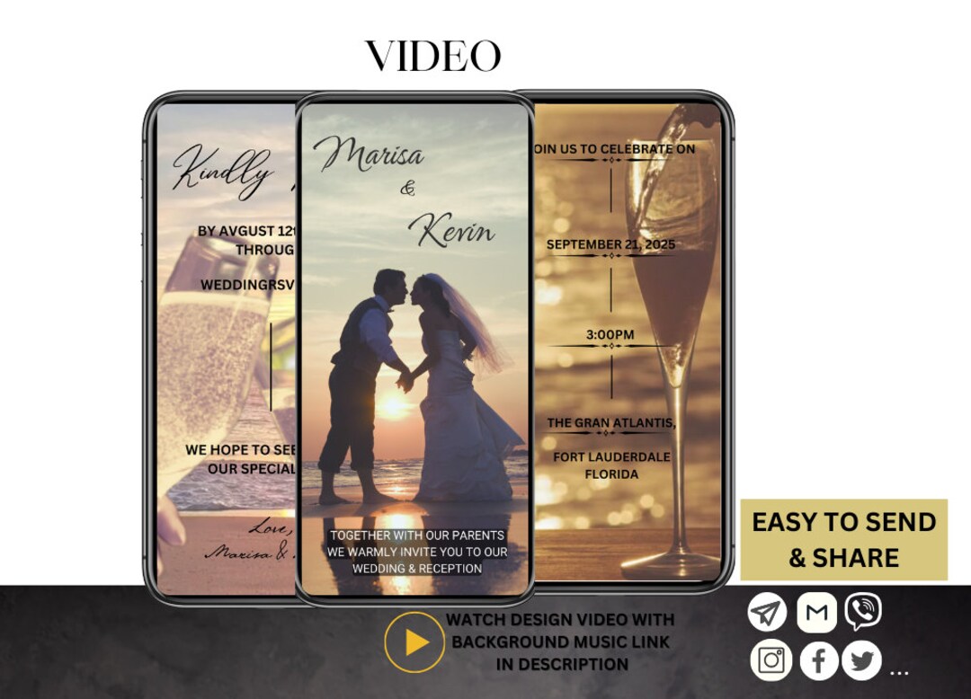 Animated Wedding Video Invitation: Editable Electronic Card (digital ...