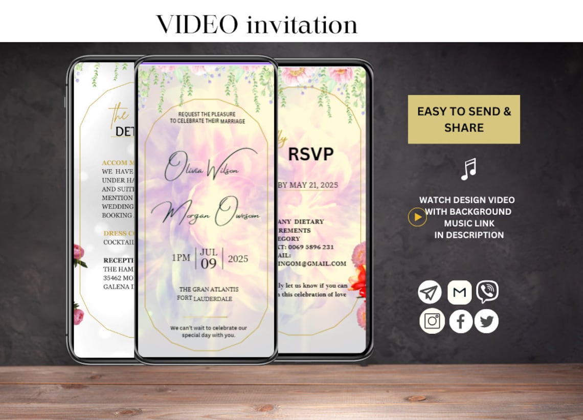 Wedding Video Invitation Digital Ecard Invitation With Music, Animated ...