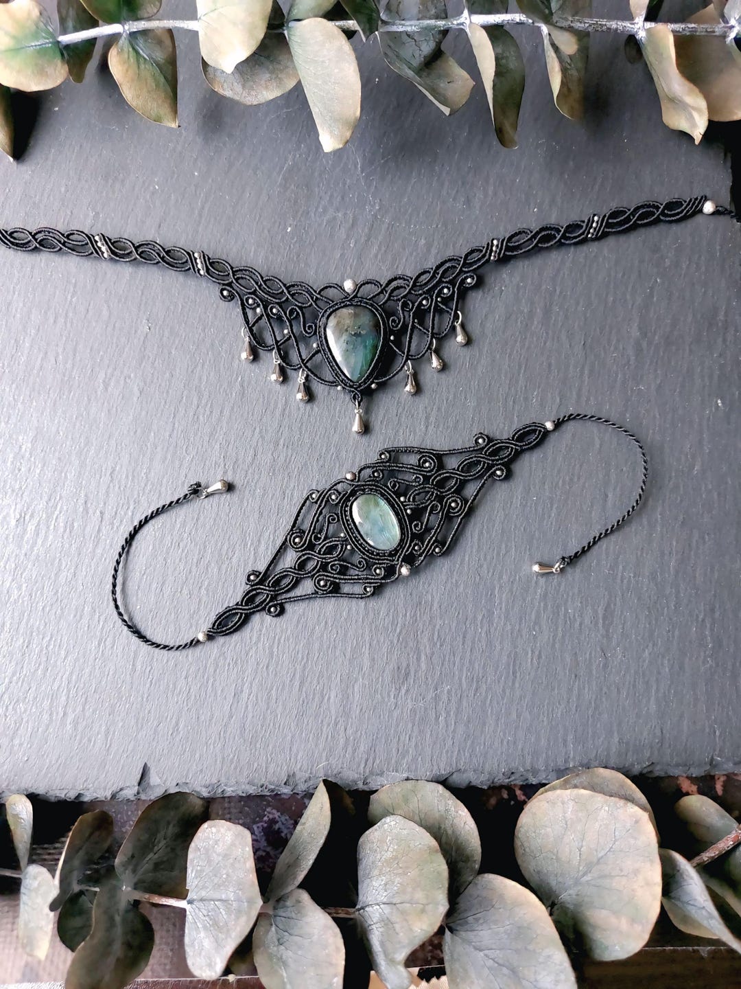 Victorian Macrame Choker & Bracelet Set – Gothic Necklace, Fairystyle ...