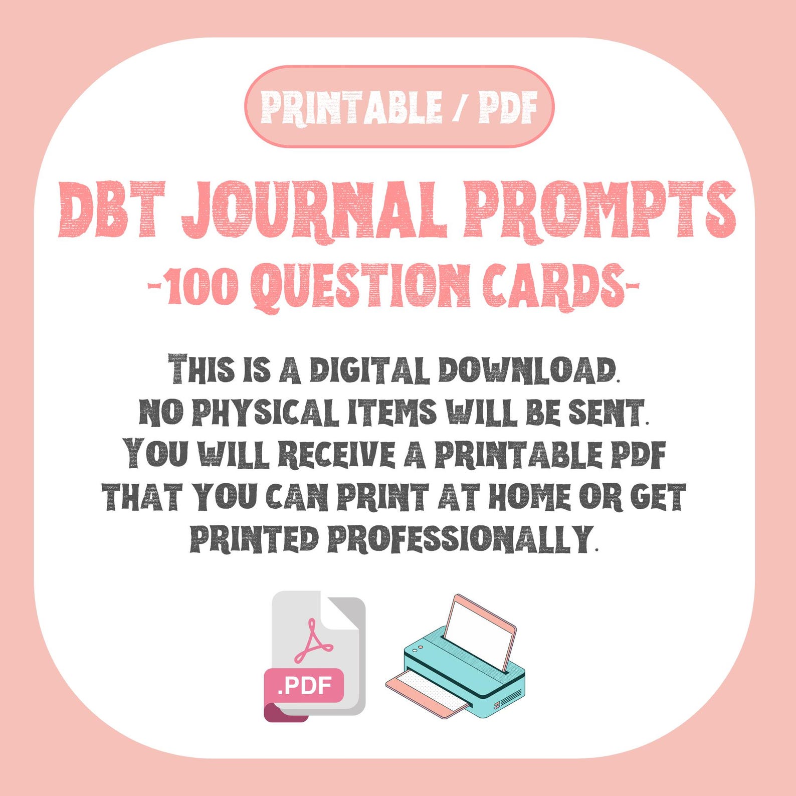 DBT Journal Prompts, Emotional Regulation, Mindfulness, Distress ...